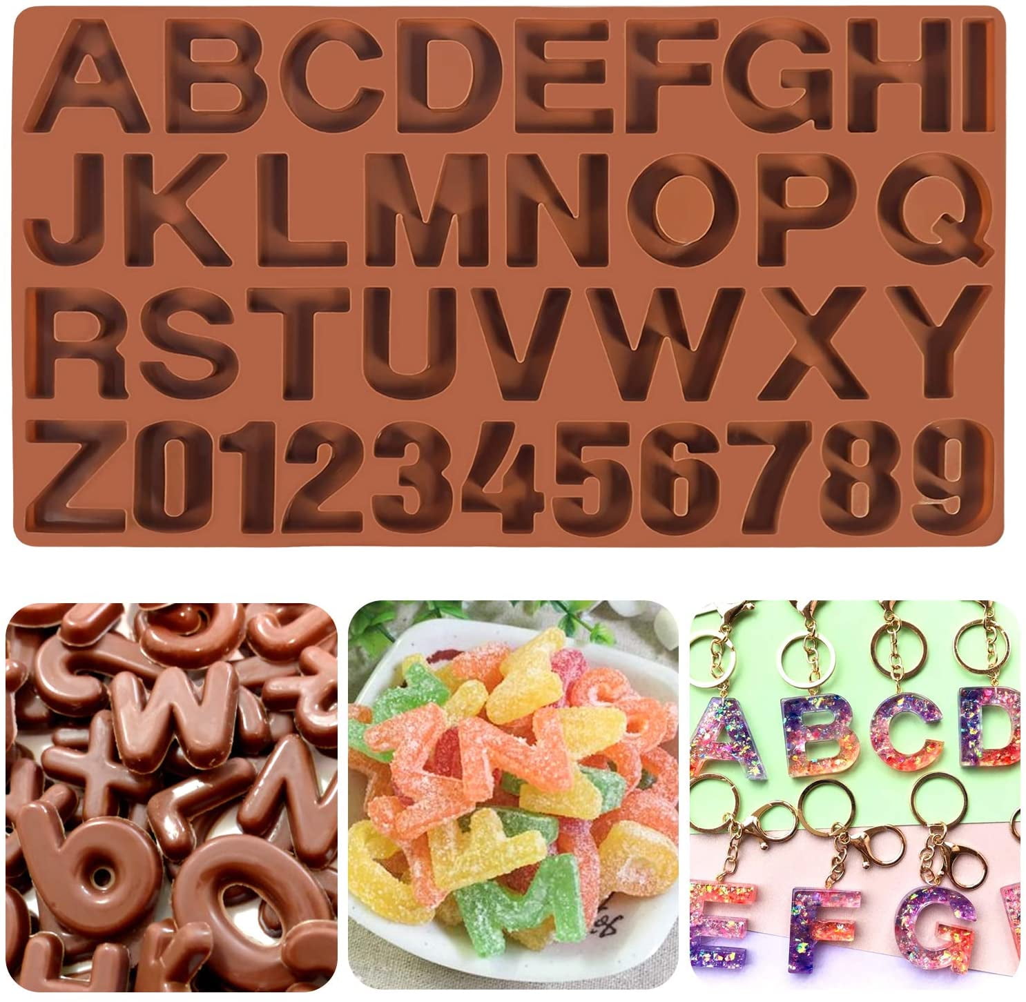 Large ABC Silicone Alphabet Molds, Letters & Numbers for Baking Decor ...