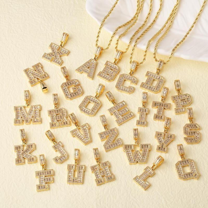 Letters Necklace Micro Zirconia 26 Alphabet pendant Necklace Dazzing Sparkle Fashion Design ...