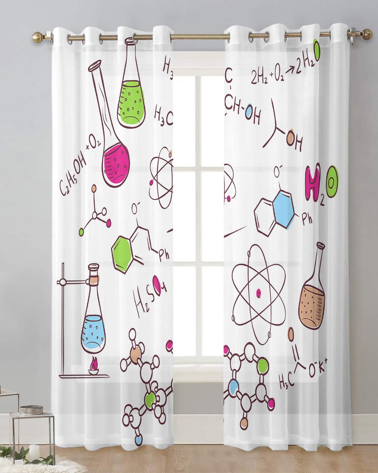 Letters Numbers Periodic Table Of Tulle Window Curtains Living Room ...