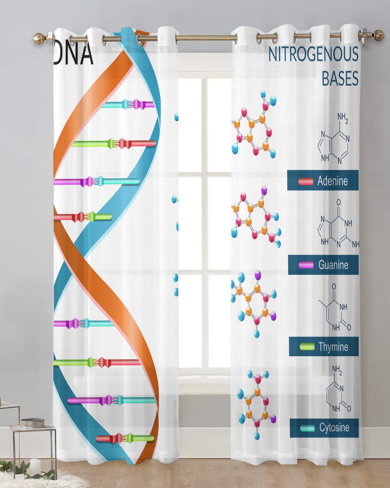Letters Numbers Periodic Table Of Tulle Window Curtains Living Room ...