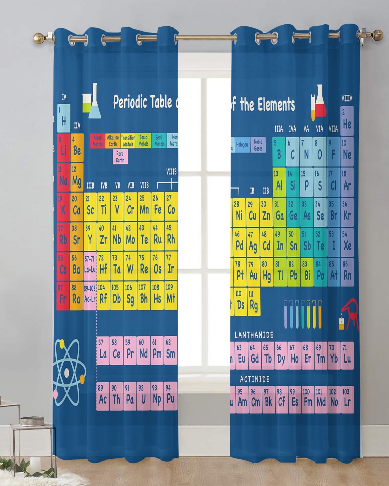 Letters Numbers Periodic Table Of Tulle Window Curtains Living Room ...