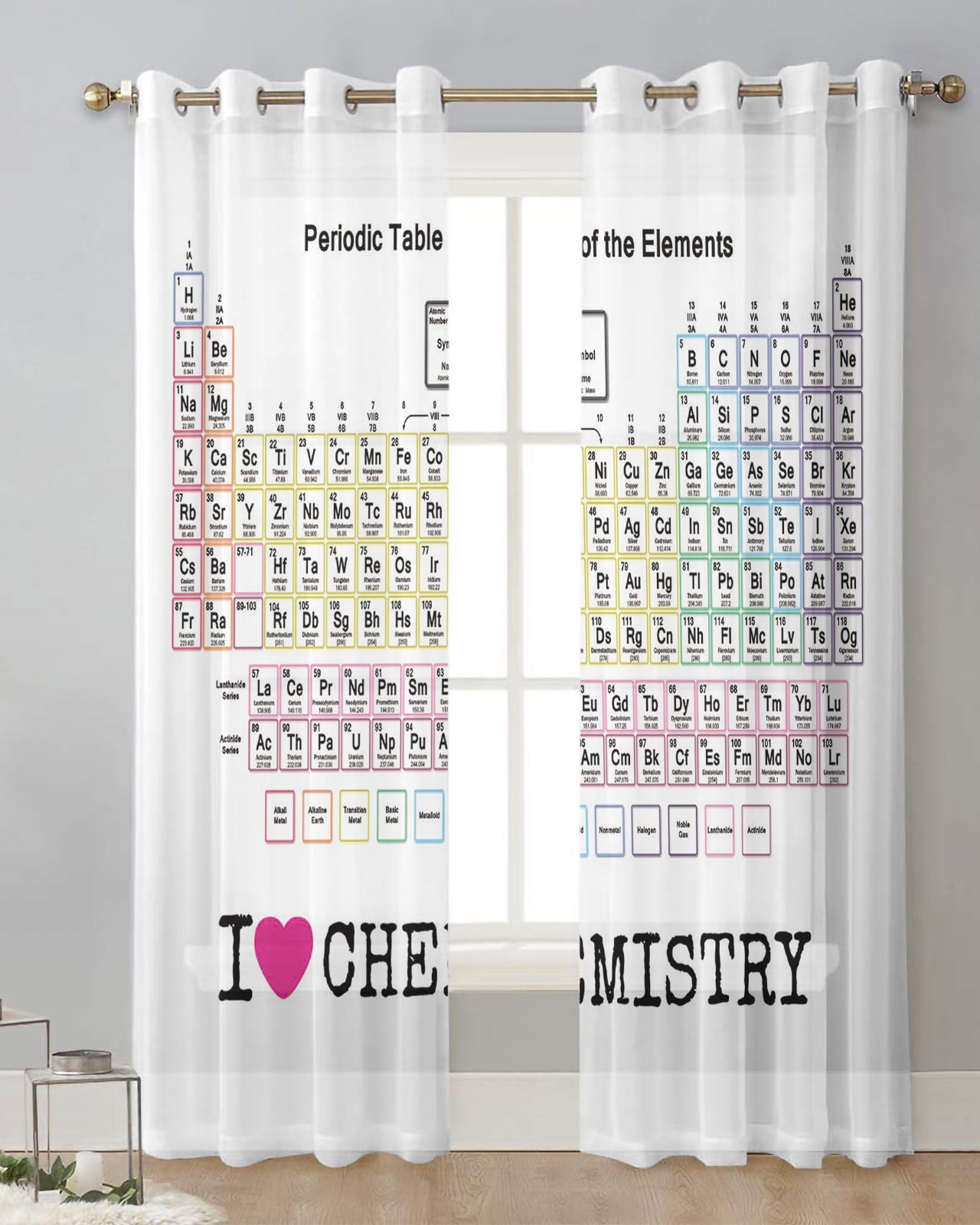 Letters Numbers Periodic Table Of Tulle Window Curtains Living Room ...