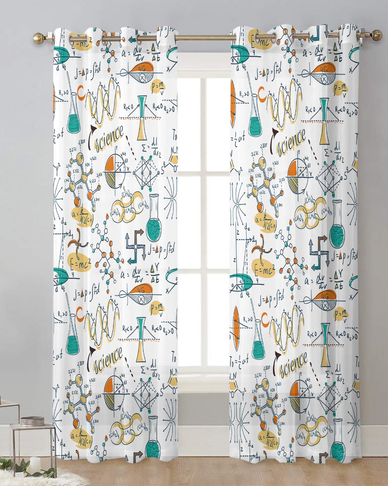 Letters Numbers Periodic Table Of Tulle Window Curtains Living Room ...