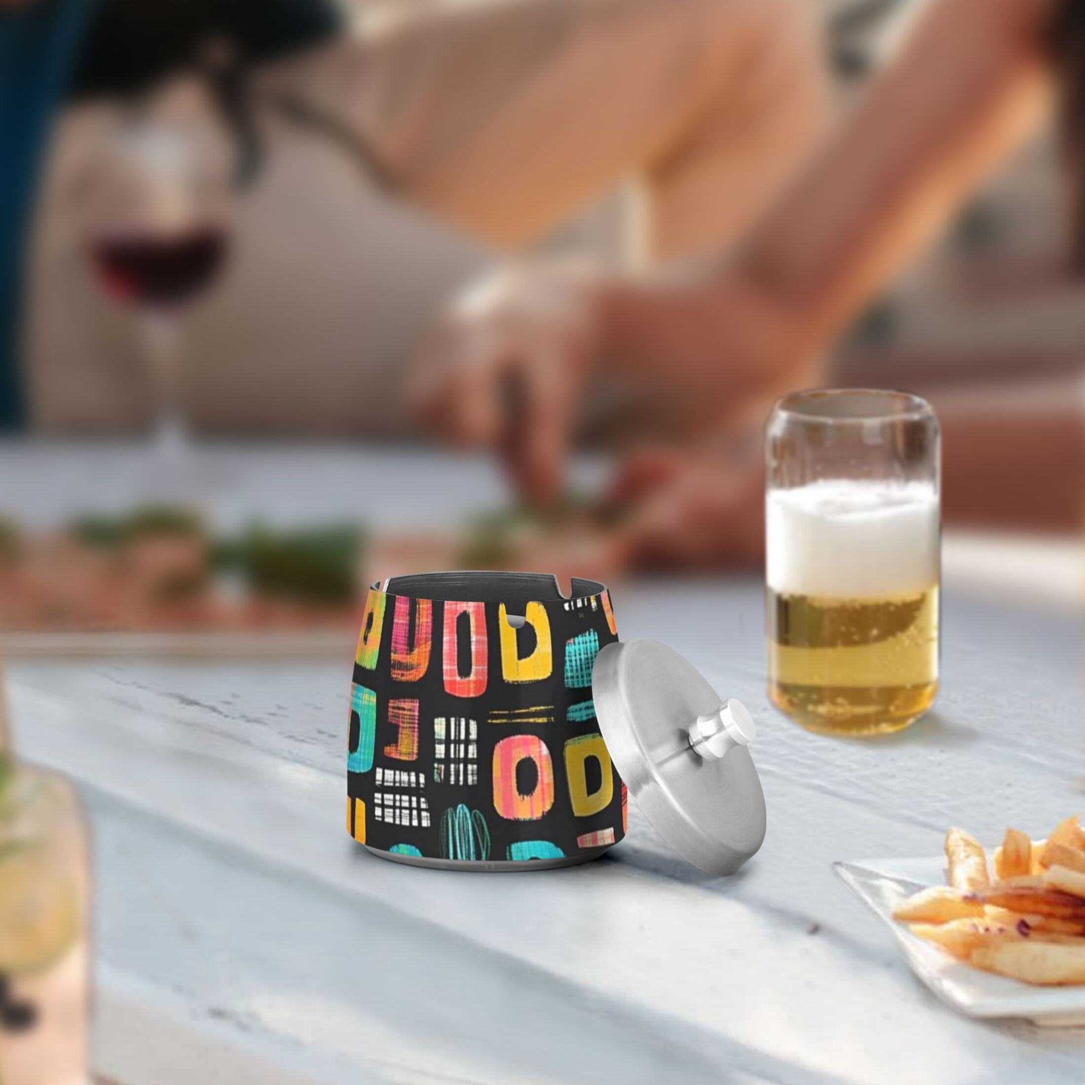 Letters Words Ashtray with Lid Cigarette Ashtray Stainless Steel Ash ...