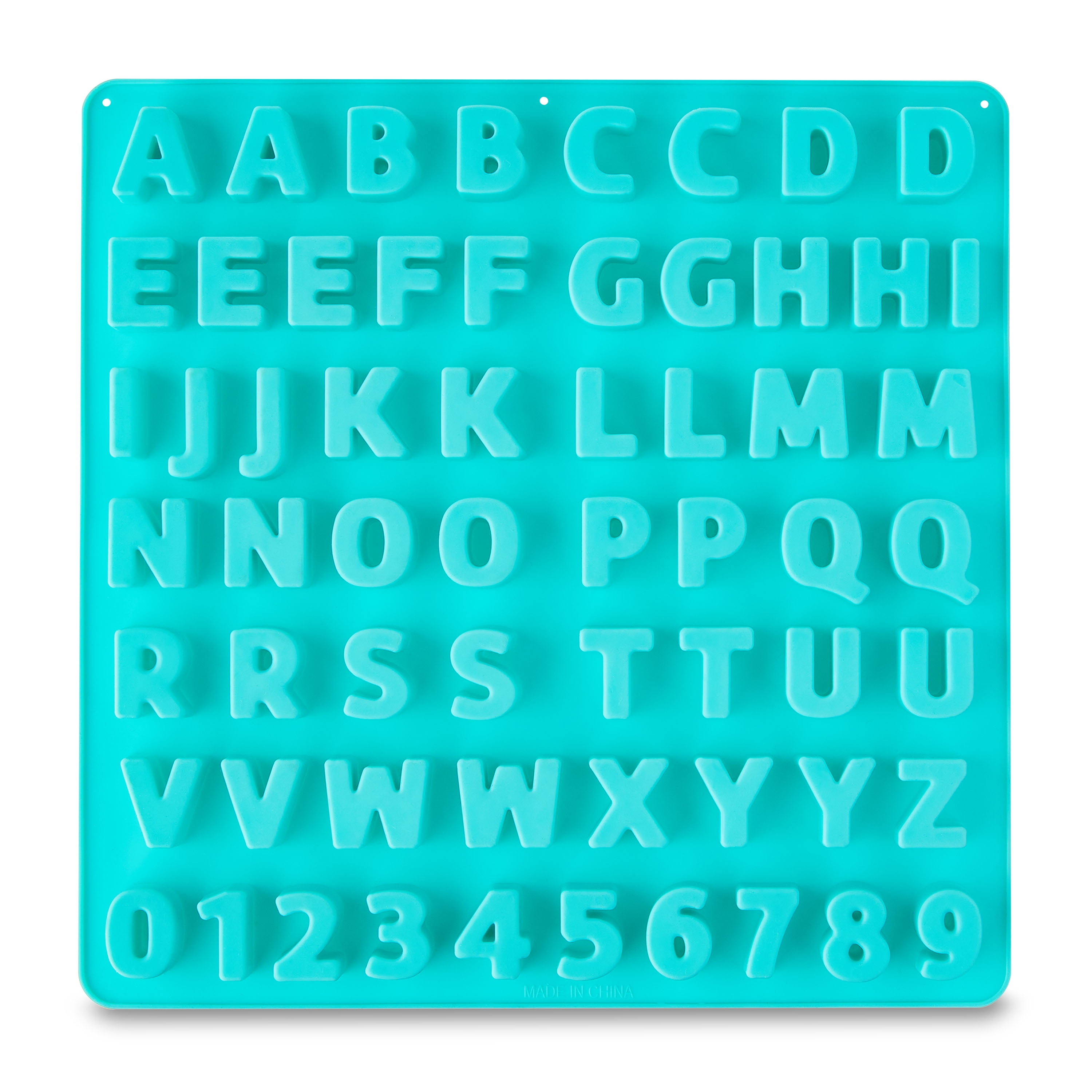 Way To Celebrate 58-Cavity Letters and Numbers Silicone Mold, 9x9 inch ...