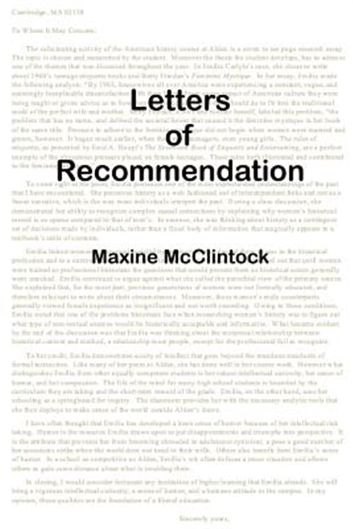 Letters of Recommendation Paperback 193782800X 9781937828004 Maxine ...