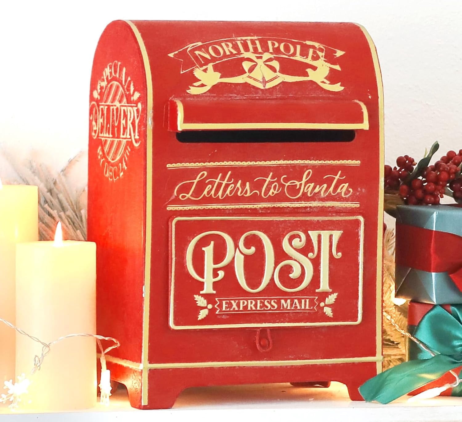 Letters to Santa Mailbox North Pole Post Vintage Xmas Mailbox ...