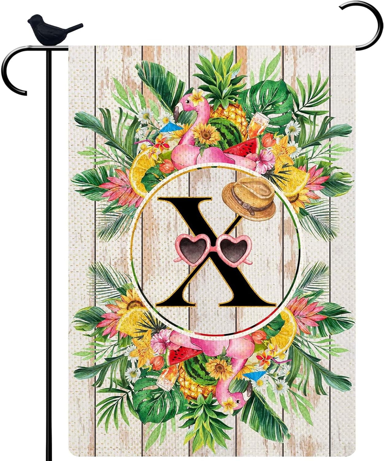 LetterxSummer Small Garden Flag Burlap Family Last Name Initial Yard ...