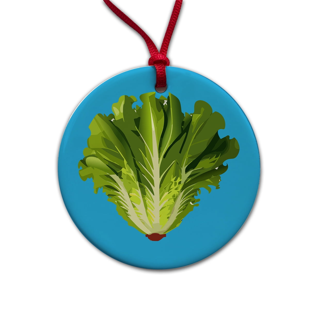 Lettuce Head Vegetable Christmas Tree Holiday Round Ceramic Ornament ...