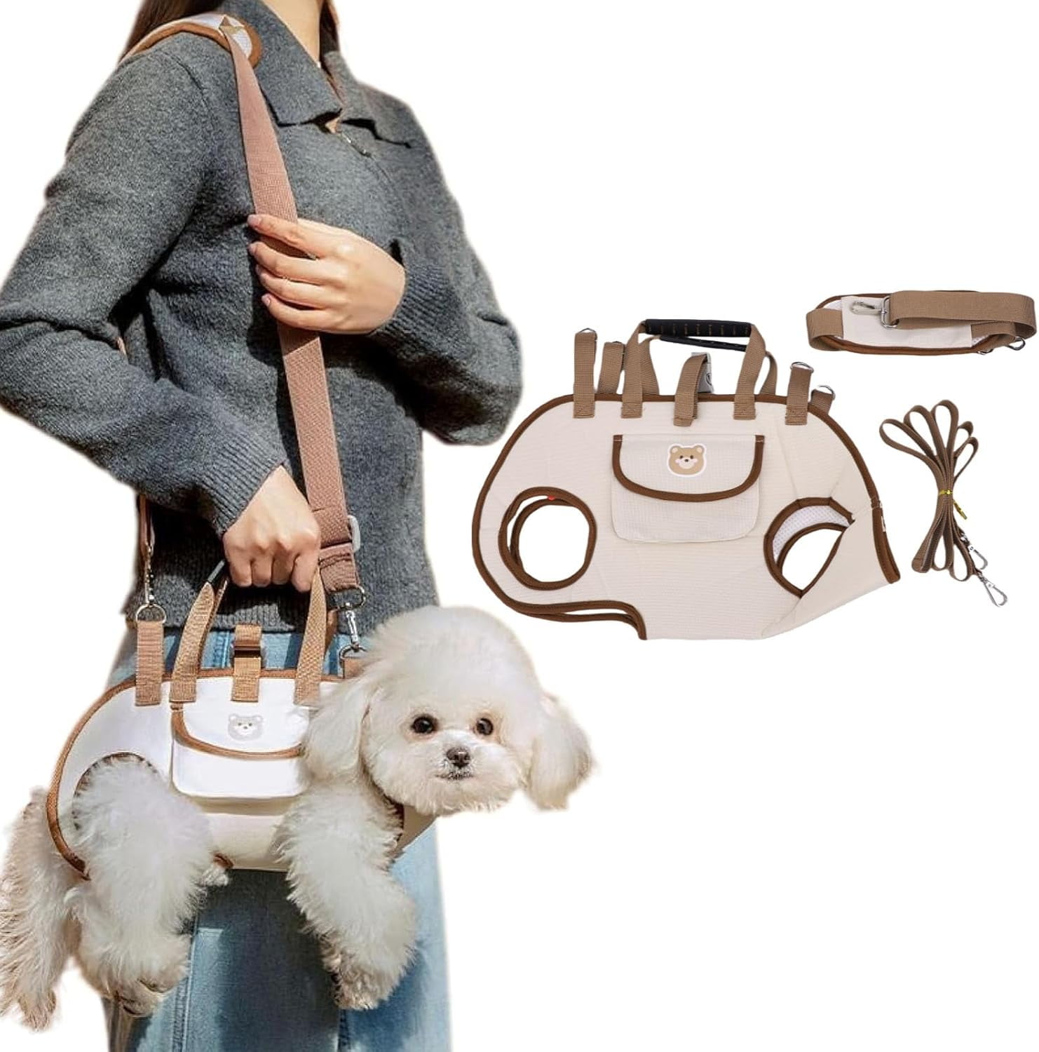 Lettuce Pets Crossbody Pet Carrier Harness, Adjustable Pet Backpack, 3 ...