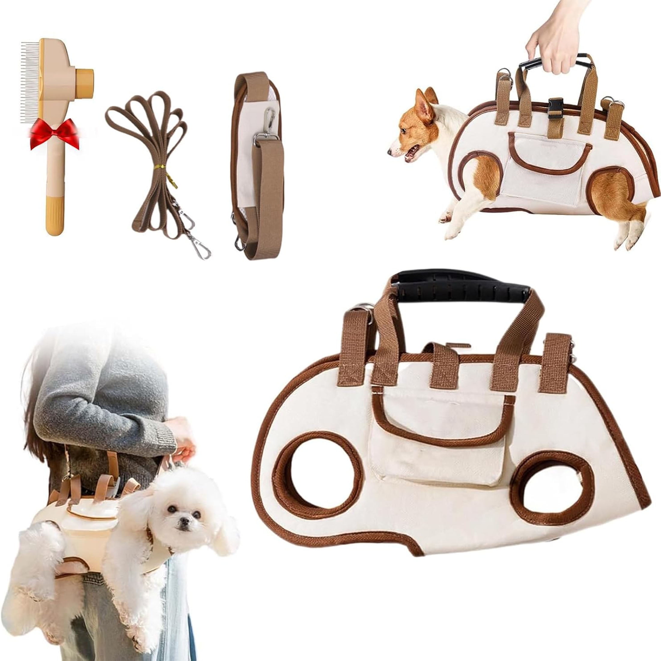 Lettuce Pets Dog Harness Leash Carrier, 3 in 1 Multifunctional Portable ...