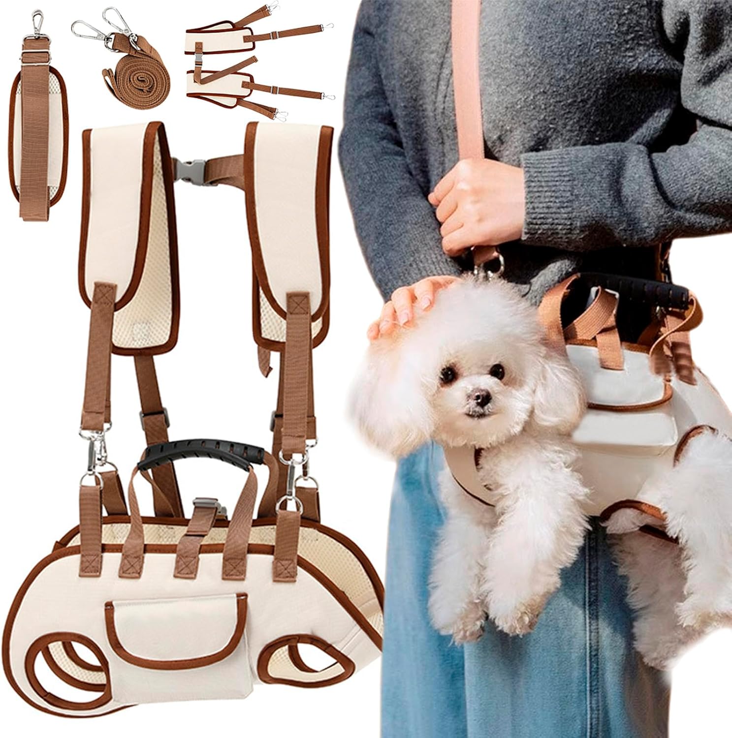 Lettuce Pets Dog Harness Leash Carrier, Crossbody Pet Carrier Harness ...