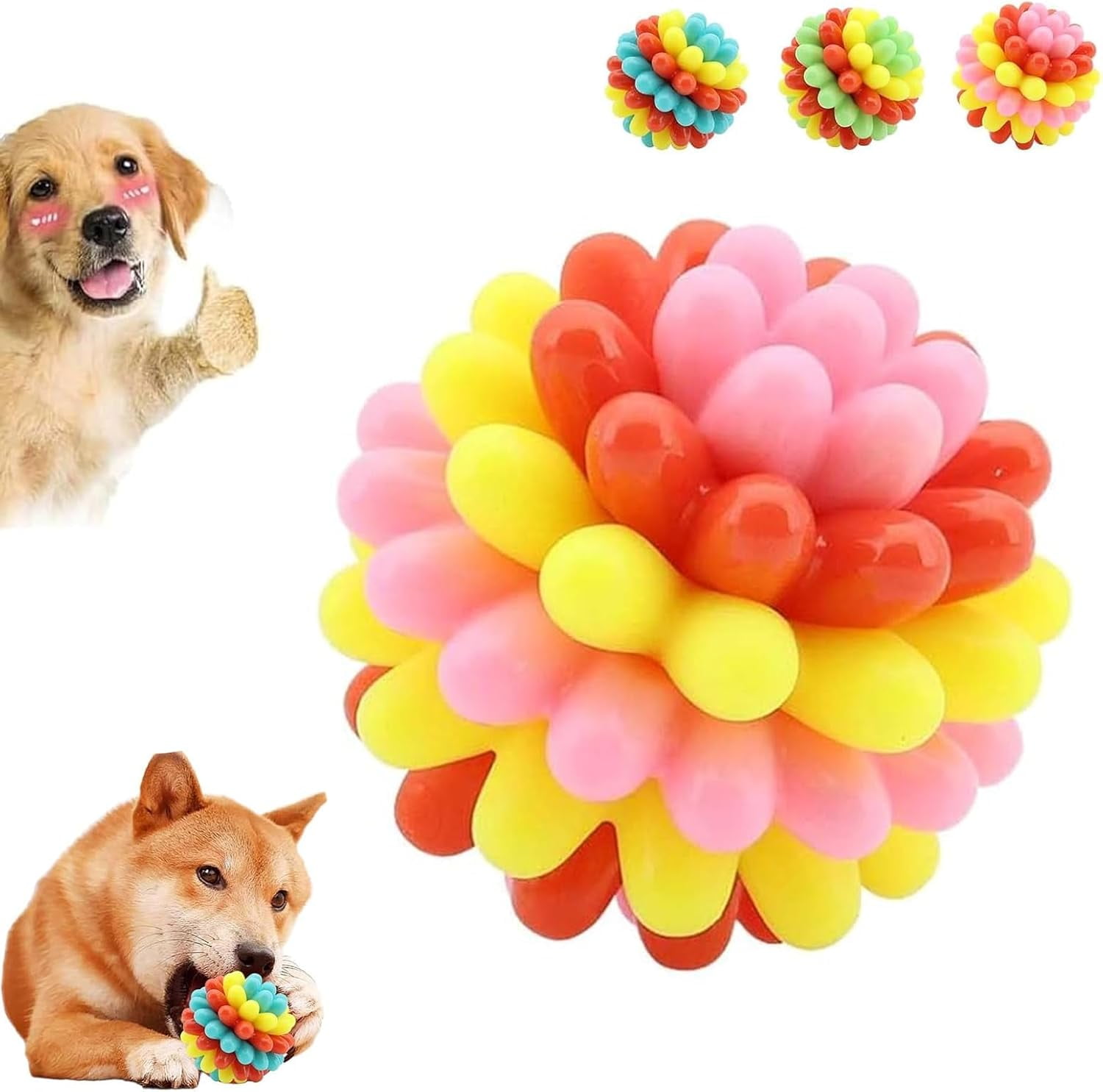 Lettucepets Dog Toys,Heavy-Duty Spiky Chew Ball, Medium & Small Dogs ...