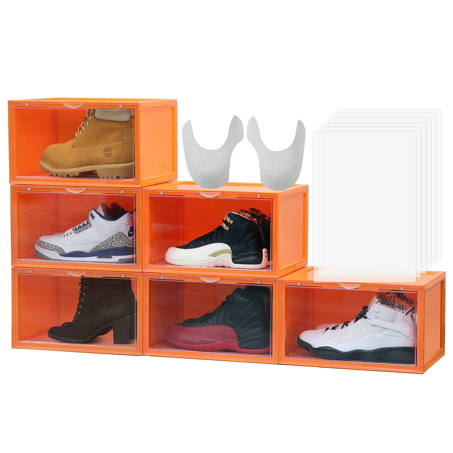Letusto Hard Premium Plastic Shoe Box (6 pack), Stackable Large Premium ...