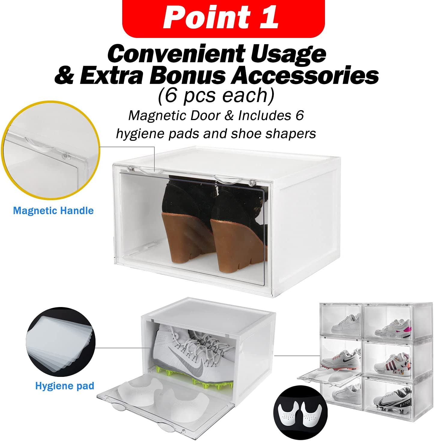 Letusto Premium Shoe Storage Boxes - Clear Plastic Shoes Throne Display ...