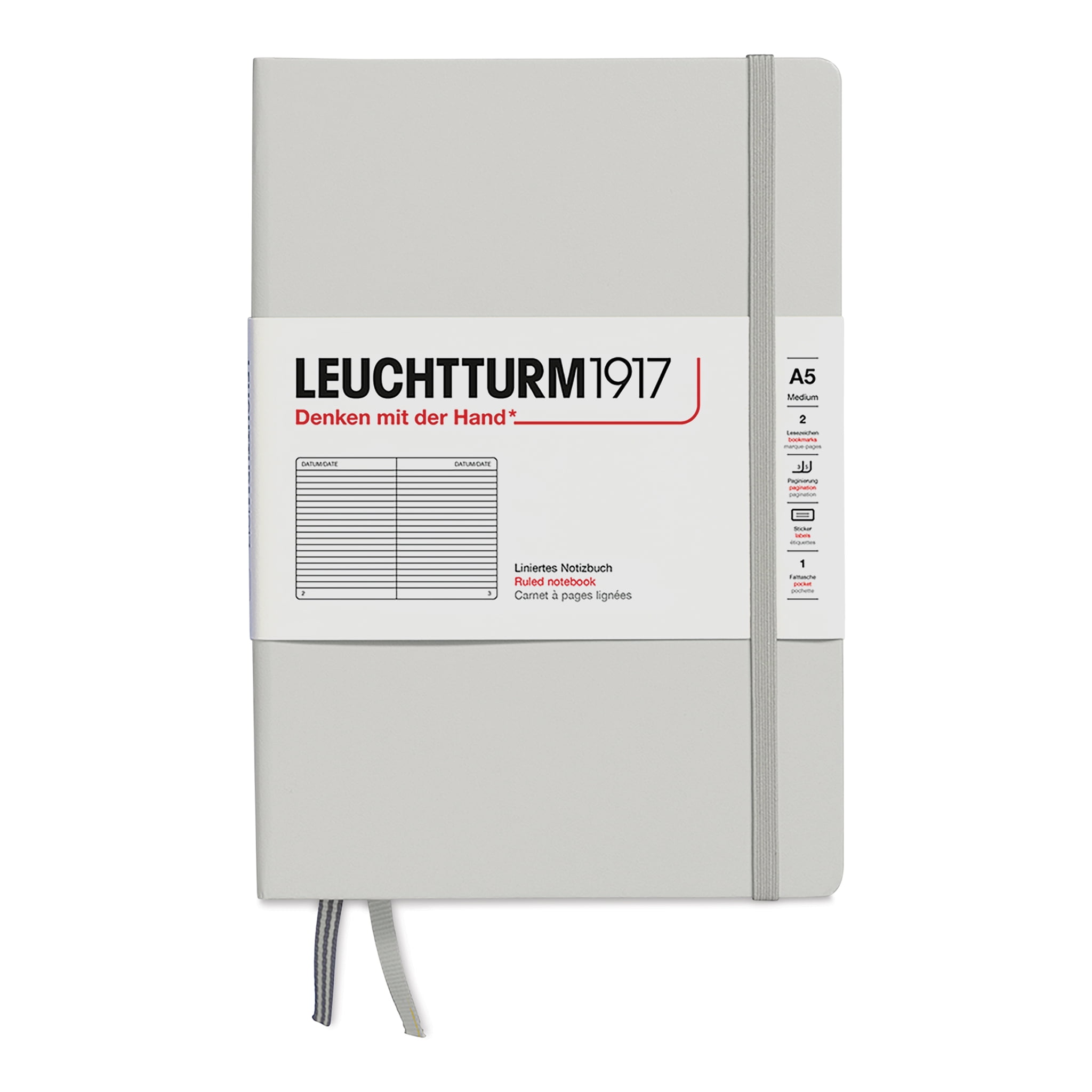 Leuchtturm1917 Ruled Hardbound Notebook - Light Grey, 5-3/4" x 8-1/4 ...