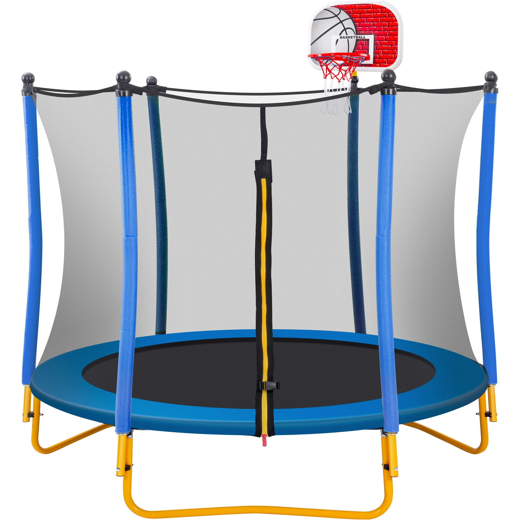 Leuco 66" Kids Trampoline with Basketball Frame, Rubber Ball and ...