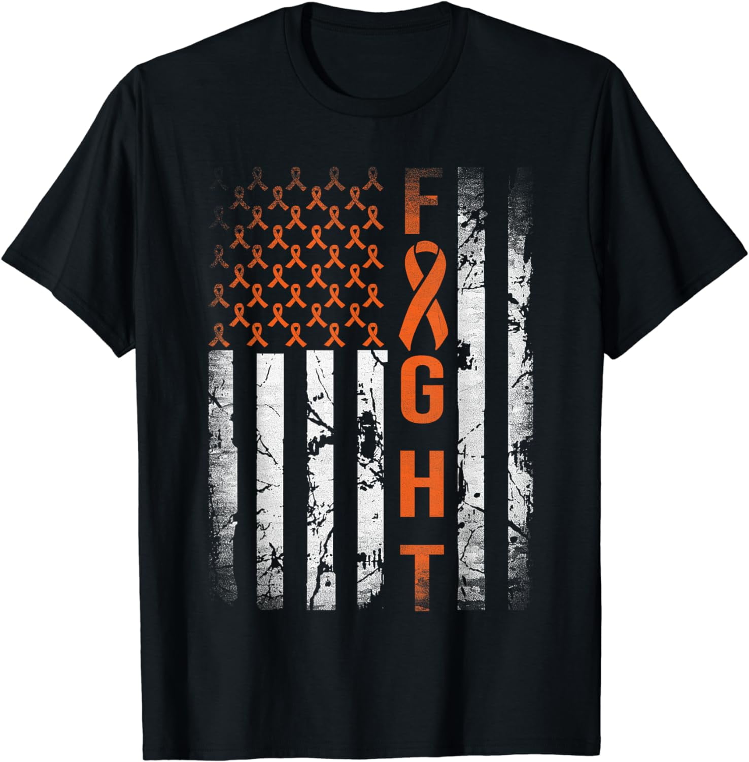 Leukemia Ribbon Fight American Flag Leukemia Awareness T-Shirt ...