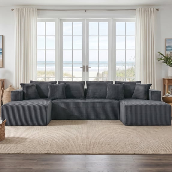 Leumius 132" U Shaped Cloud Couch Sectional Sofa,Modular Sectional Sofa ...