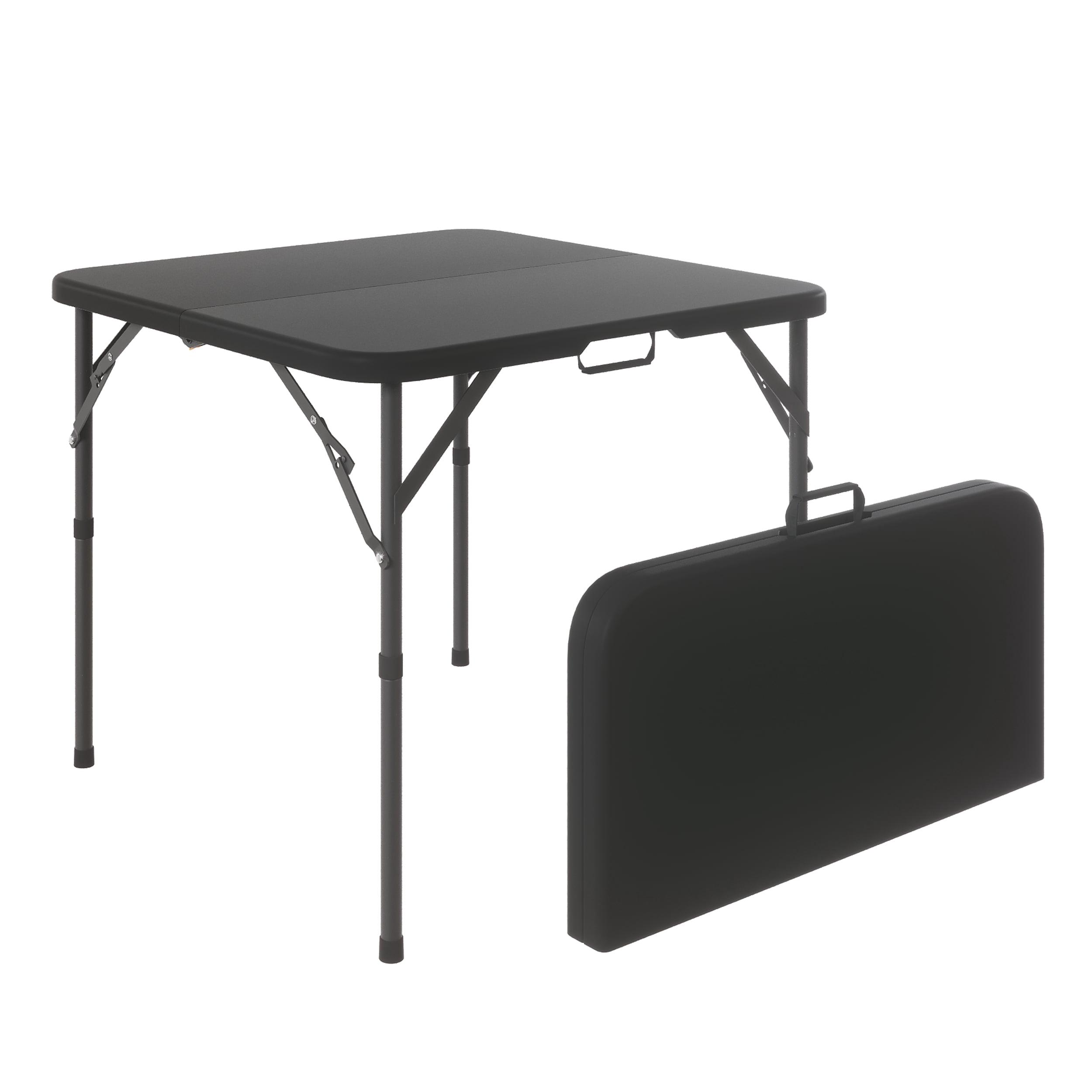 Leumius 34" Square Folding Table,Fold-in-Half Black Folding Card Table ...