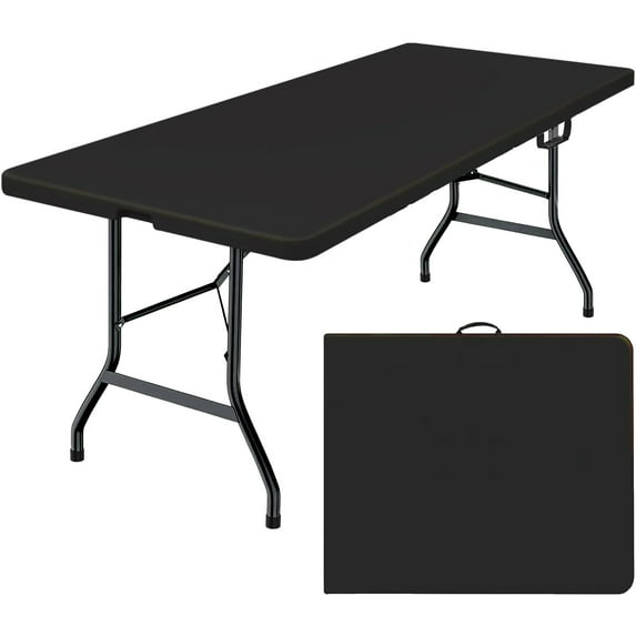 Leumius 6 Foot Folding Table,Fold-in-Half Plastic Table,Indoor Outdoor ...