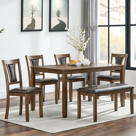 Leumius 6 Pieces Dining Table Set,Wood Dining Table Set with 4 ...
