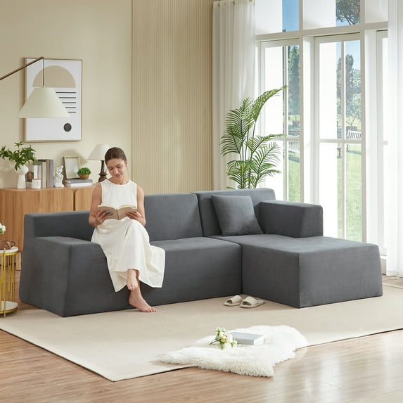 Leumius 96" Modular Sectional Sofa Couches,L-Shape Couch 3 Seat Modular ...