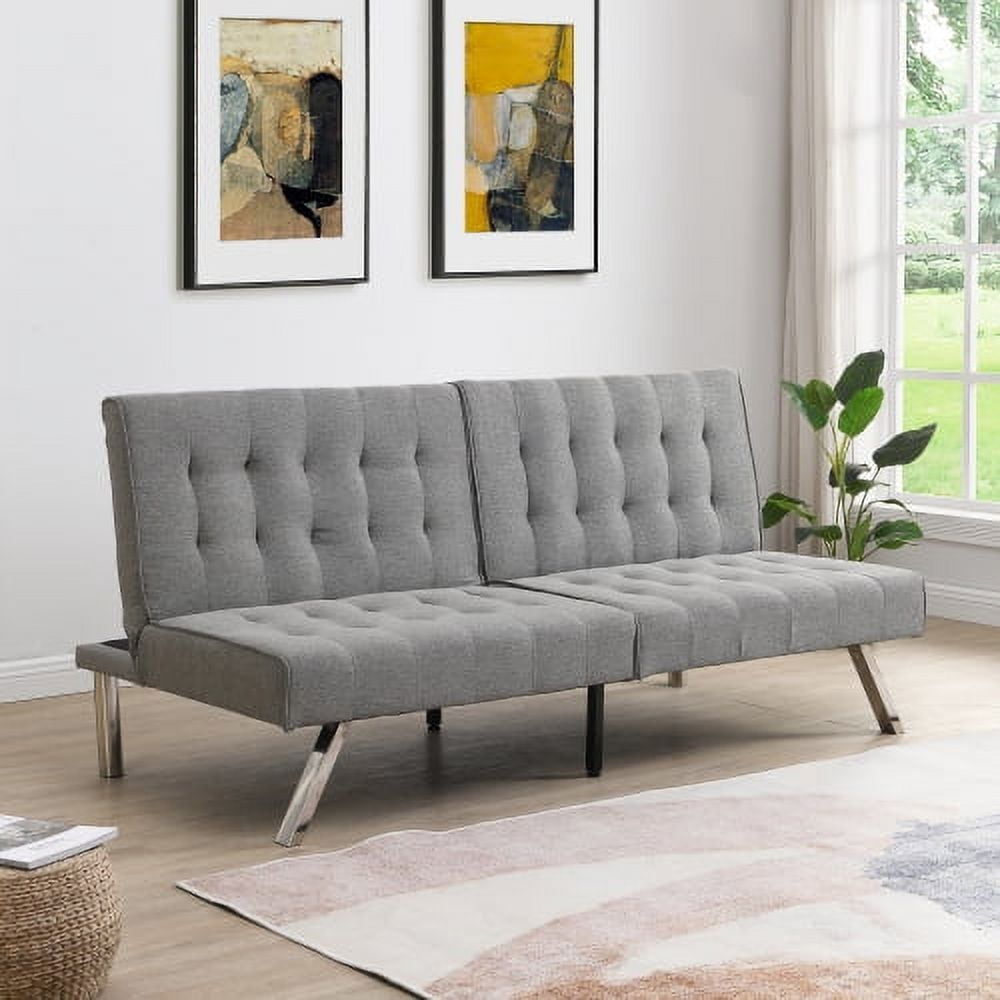 Leumius Convertible Futon Sofa Bed, Linen Fabric Upholstered Folding ...