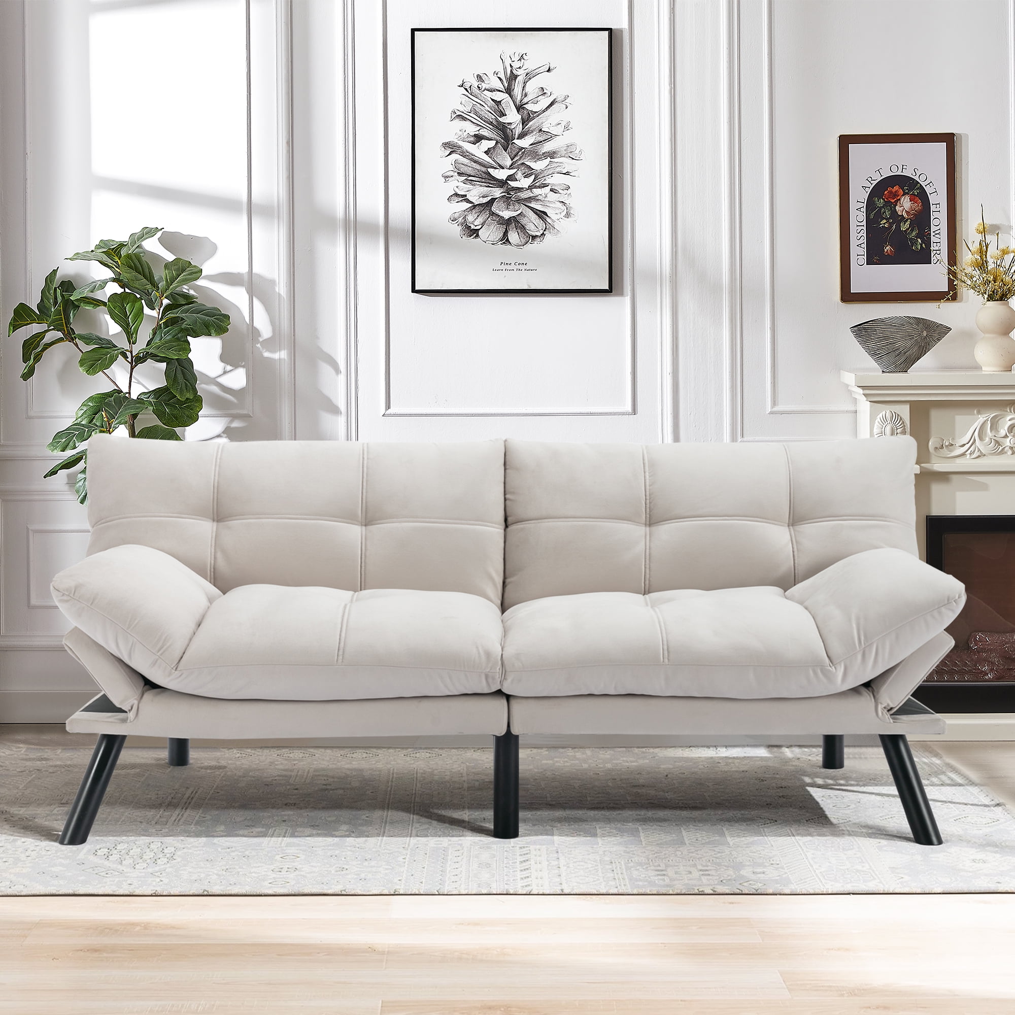 Leumius Futon Sofa Bed High-Density Memory Foam Adjustable Backseat ...