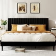 Leumius King Size Bed Frame,Velvet Upholstered Platform Bed Frame with ...