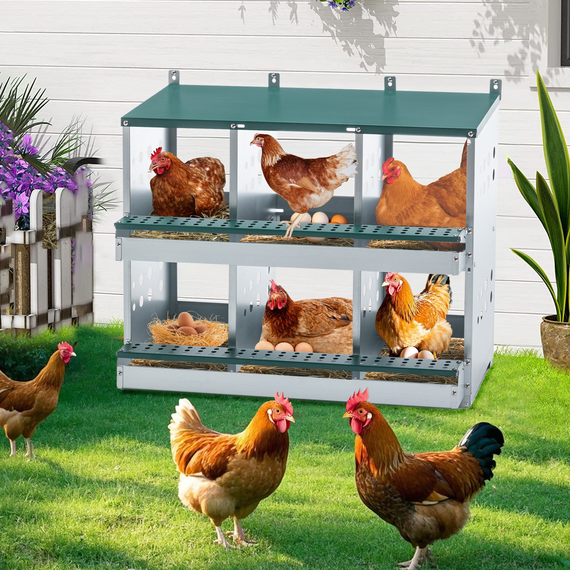 Leumius Nesting Boxes for Chickens,6-Hole Chicken Nesting Boxes, Large ...