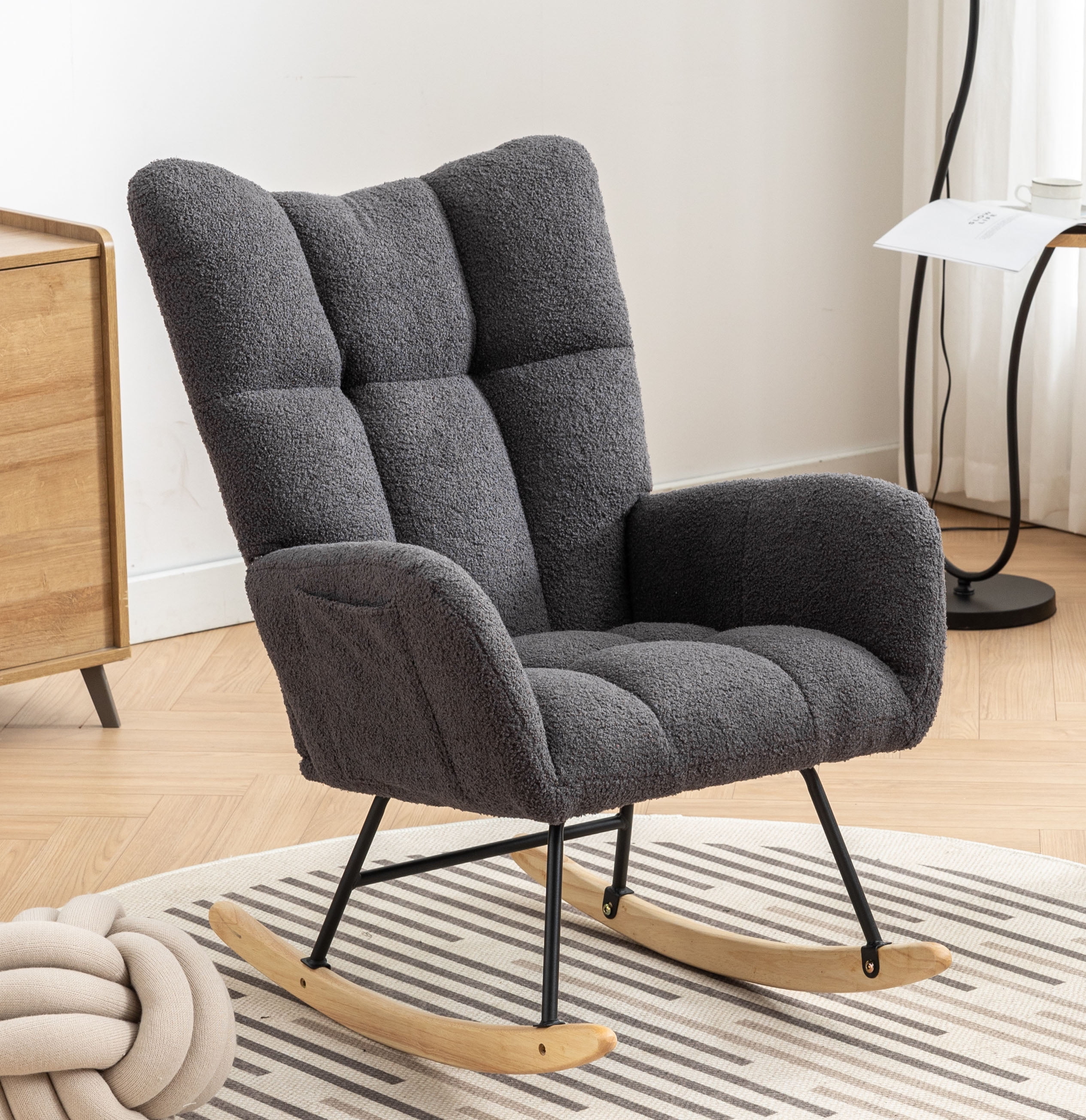 Leumius Rocking Chair Nursery,Modern Accent Rocking Chair with High ...