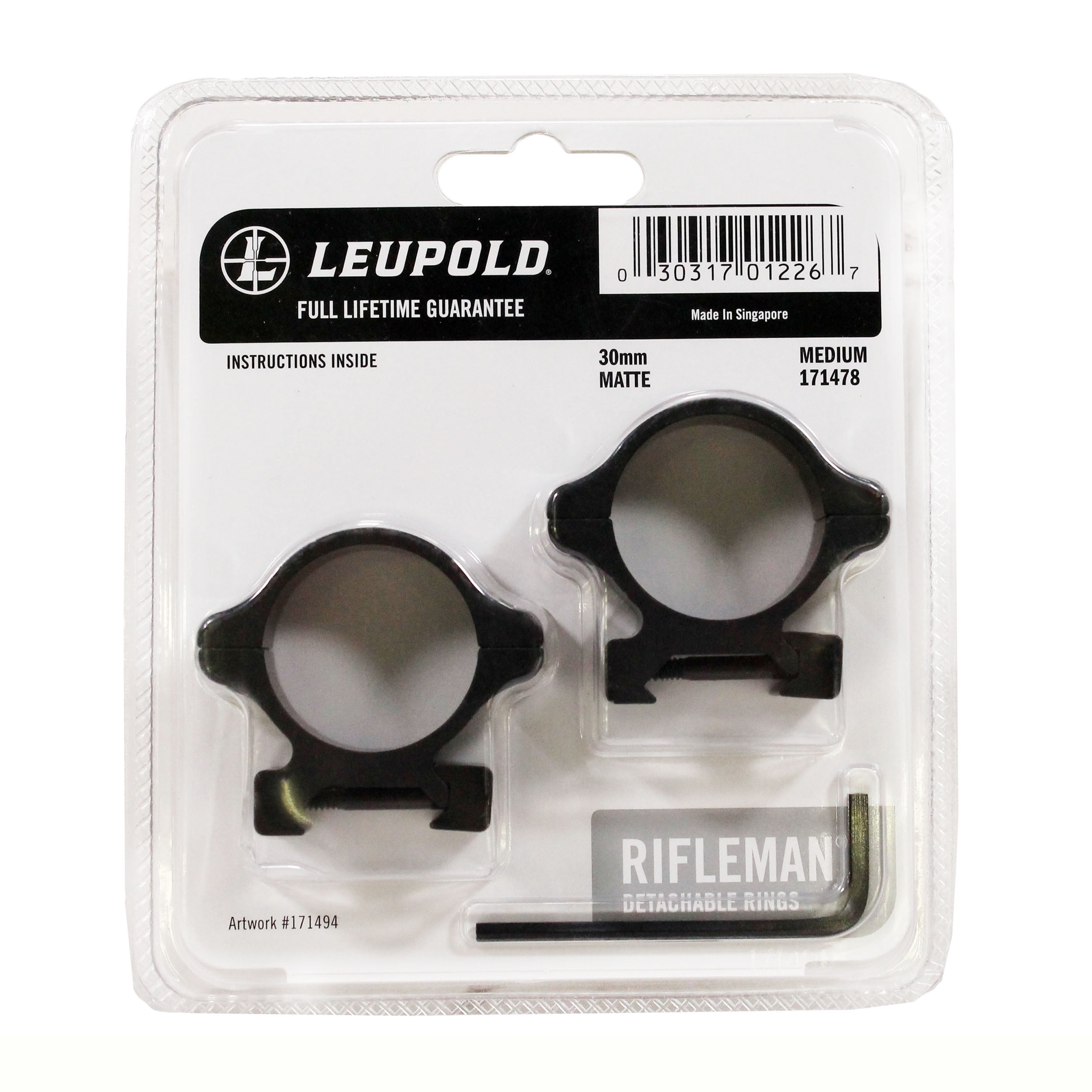 Leupold 171478 Rifleman Ring Set 30mm Diam Medium Aluminum Black Matte ...
