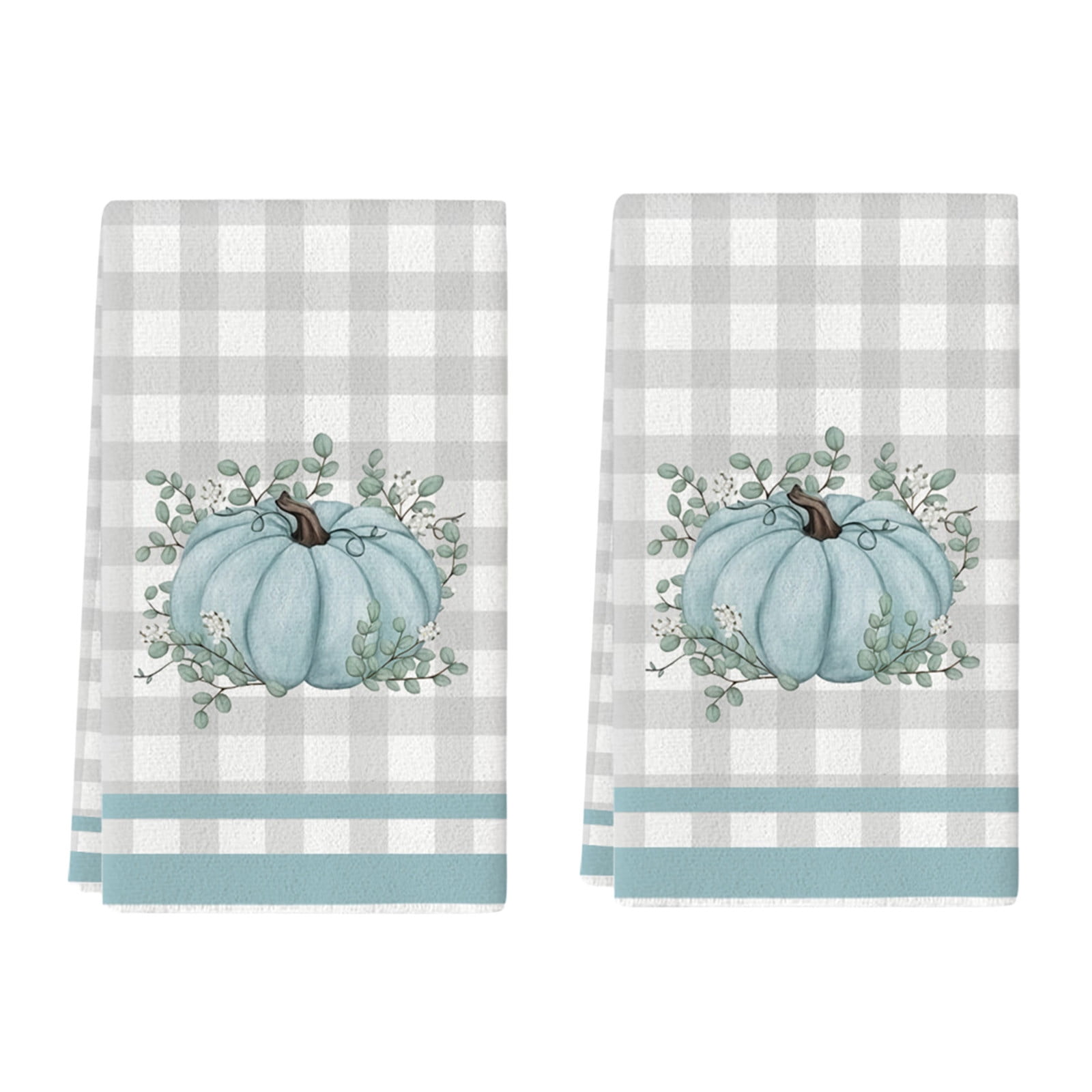 Leutsin Fall Kitchen Towels Dish Towels for Fall Decor,Blue Buffalo ...