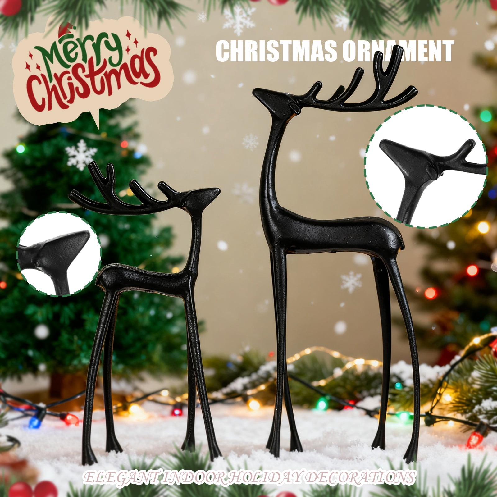 Leutsin Metal Deer Tabletop Decoration - Black Reindeer Statues ...