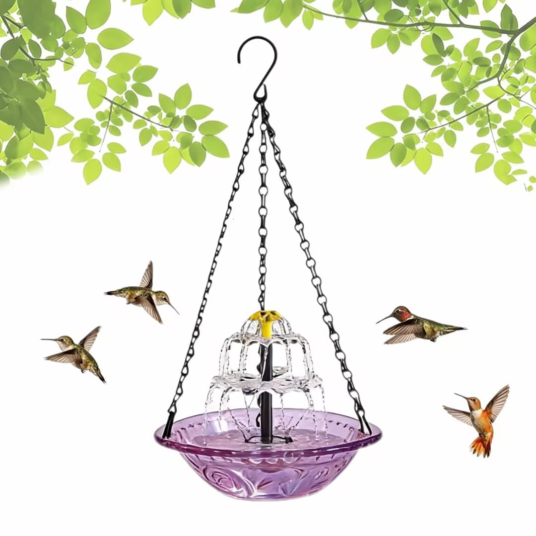 Leutsin Solar Cascade Hanging Bird Bath Fountain, Outdoor Hanging Bird ...