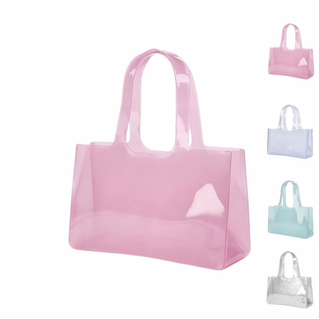 Leutsin Women's Jelly Tote Bag, Large Capacity Clear Holographic Solid ...