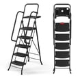 LevLad Folding 5 Step Ladder with Tool Tray & Handrails, 330 lbs ...