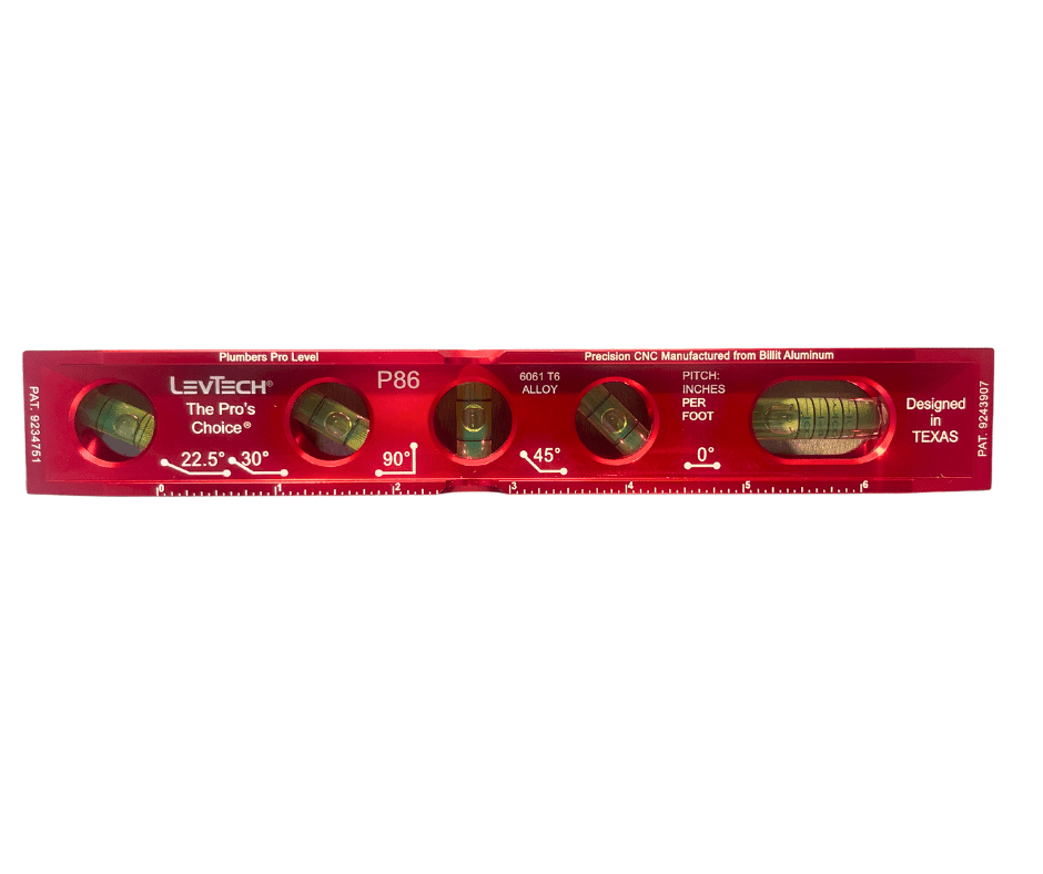 LevTech Plumber's P86 Magnetic Level – 5 Replaceable Vials (0°, 22.5 ...