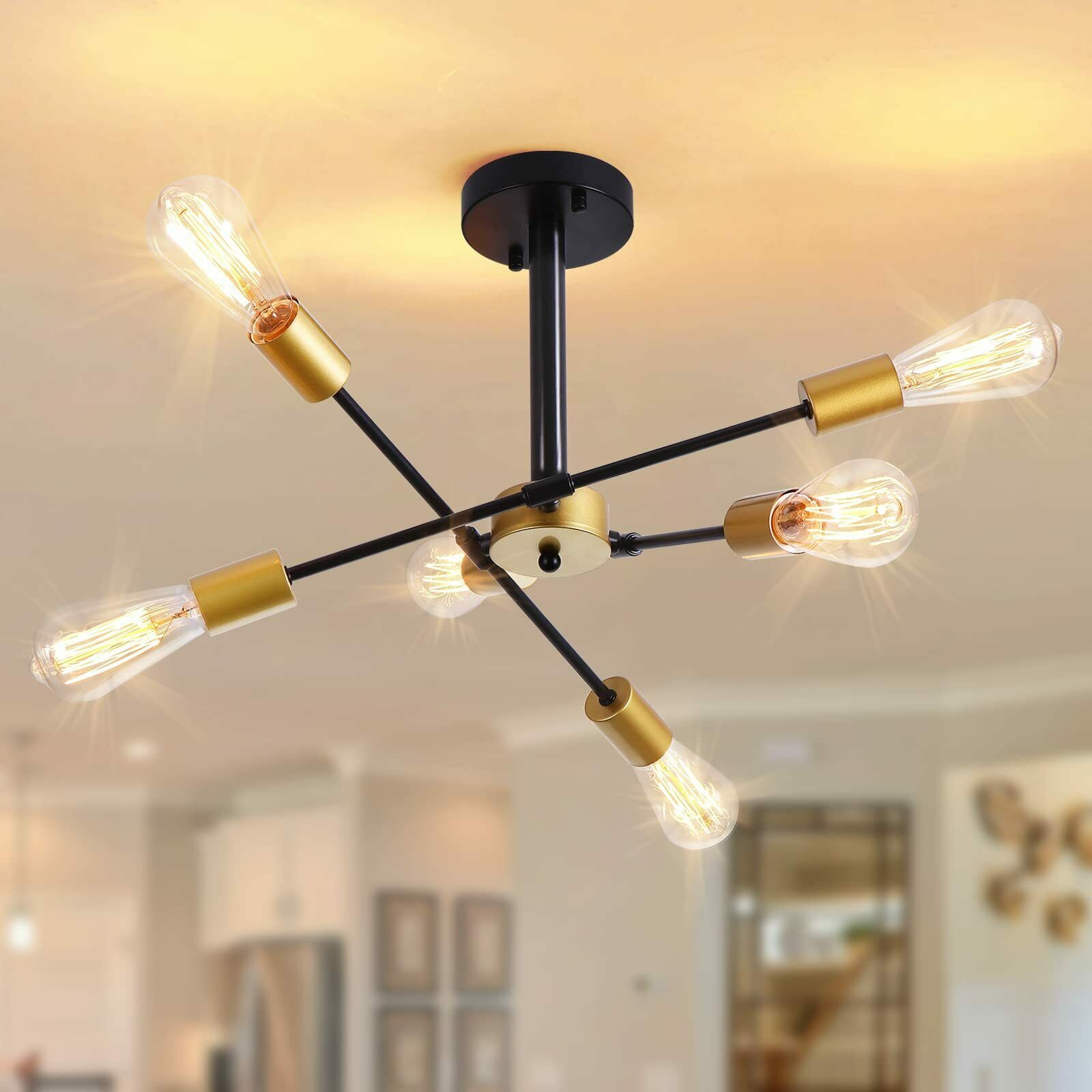 Levang 6 Light Vintage Sputnik Chandelier Light, Mid Century Modern ...
