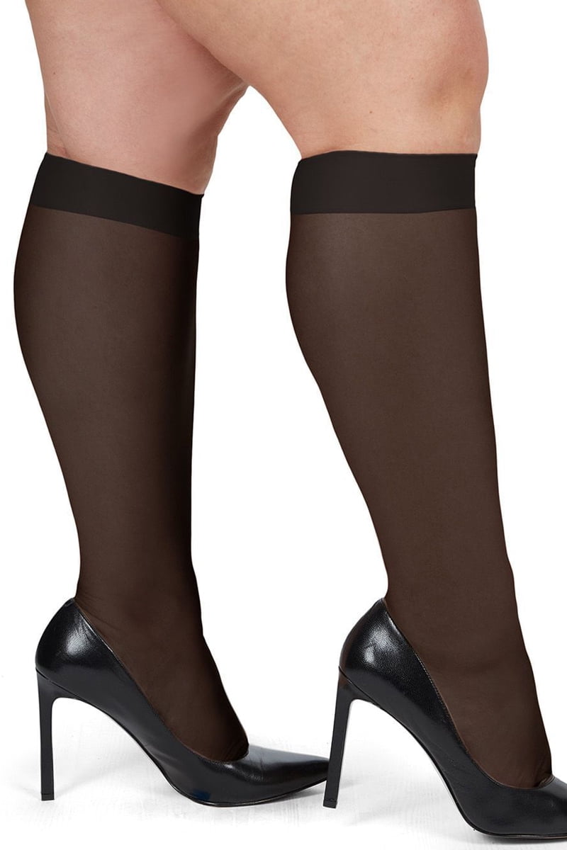 Levante Women's Plus Size Nylon Hosiery, Sheer Knee High Stockings 2 ...