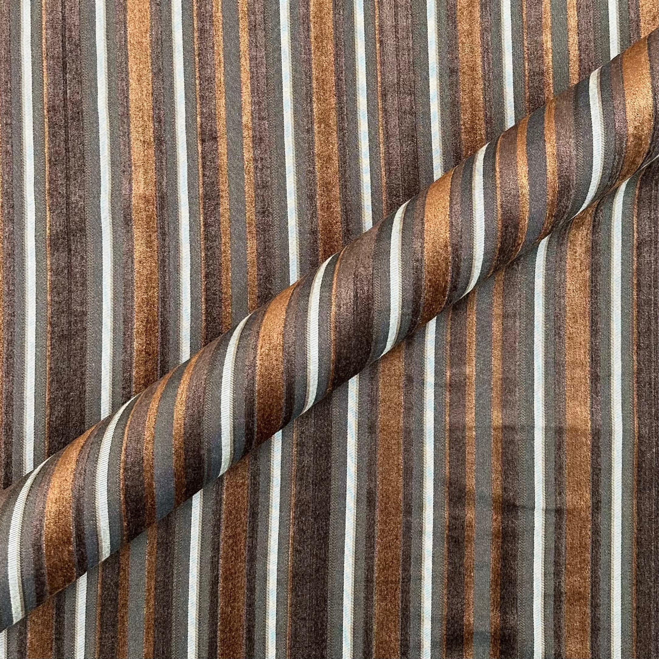 Levarek Brown Stripe traditional Upholstery Fabric 54" by the Yard ...