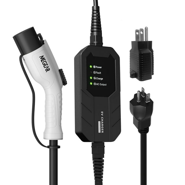 Level 1-2 EV Charger 16 Amp 25FT Cable Portable Electric Charger for J1772 EVs with NEMA 6-20 ...