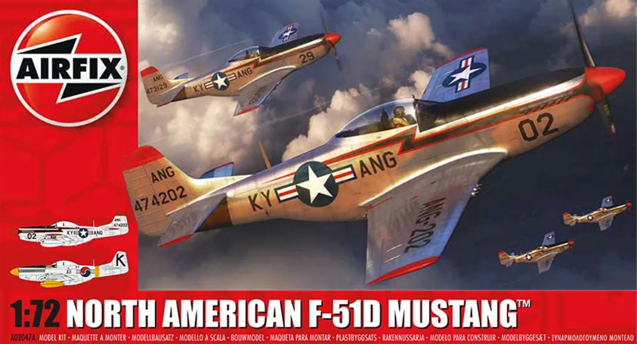 Level 1 Model Kit North American P-51D Mustang Fighter Aircraft with 2 ...