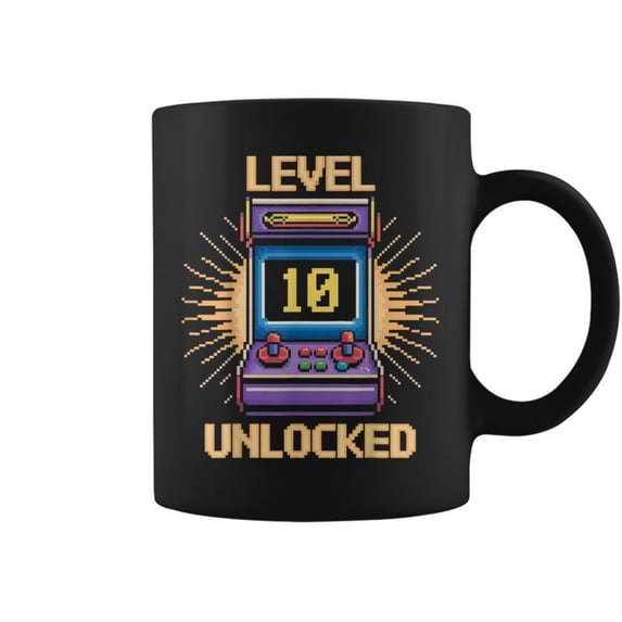 Level 10 Unlock Birthday Gamer 10 Year Old Video Game Arcade Coffee ...