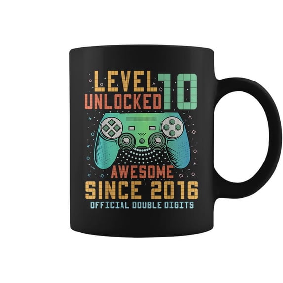 Level 10 Unlocked Official Double Digits 10Th Birthday Boy Coffee Mugs ...