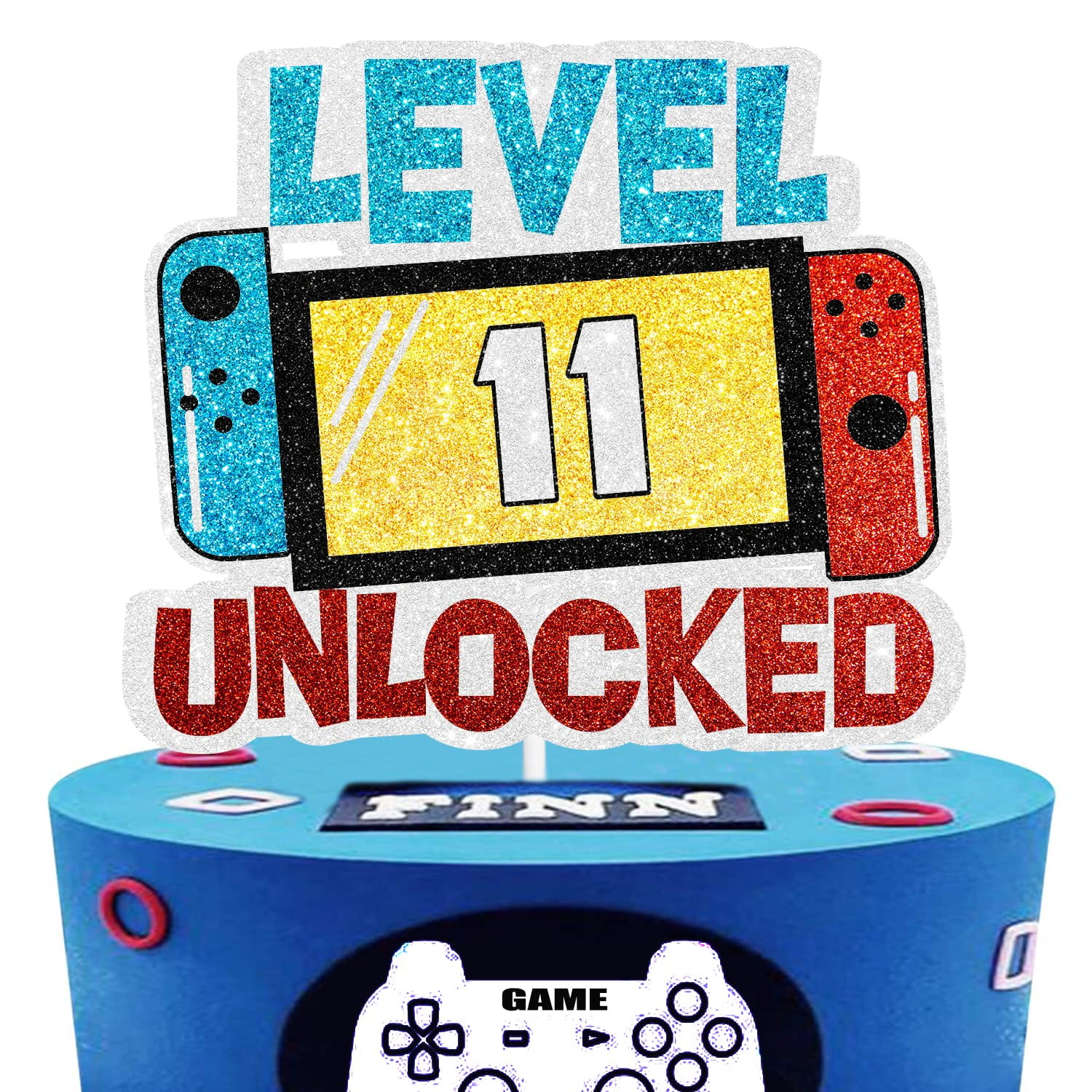 Level 11th Unlocked Cake Topper - AIS1 Electronic Games Theme Boys ...