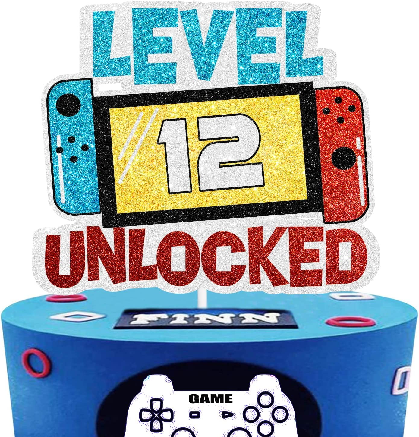 Level 12th Unlocked Cake Topper - Electronic Games Theme Boys Birthday ...