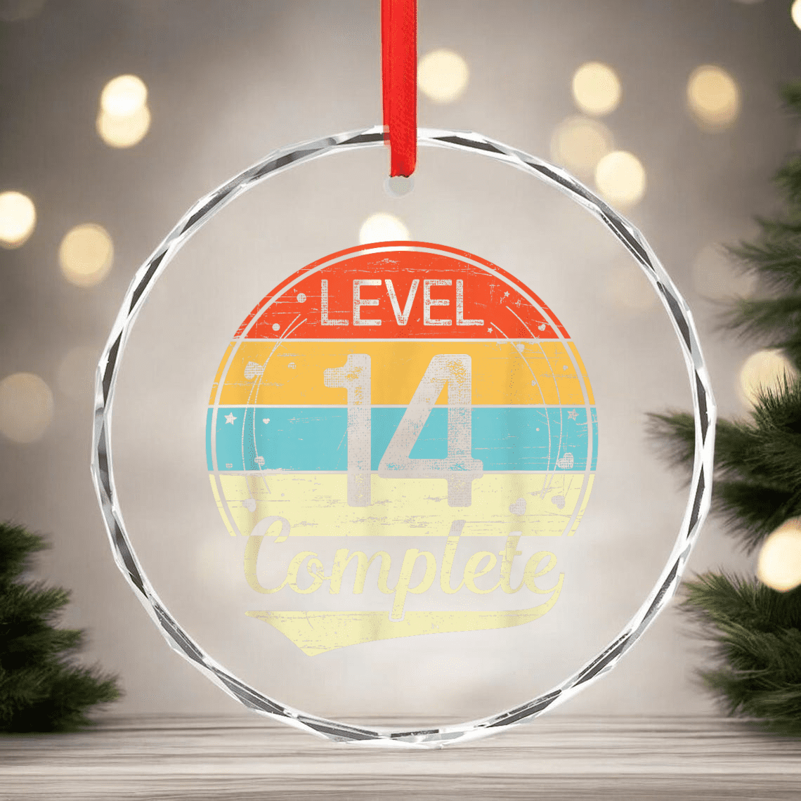 Level 14 Complete 14Th Wedding Anniversary Gift Him Her Ornament ...