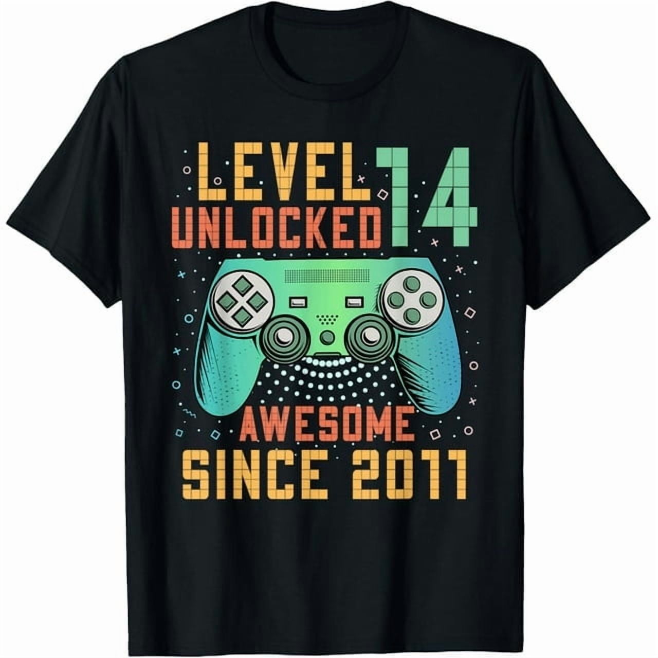 Level 14 Unlocked 14th Birthday 14 Year Old Boy Gifts Gaming T-Shirt ...